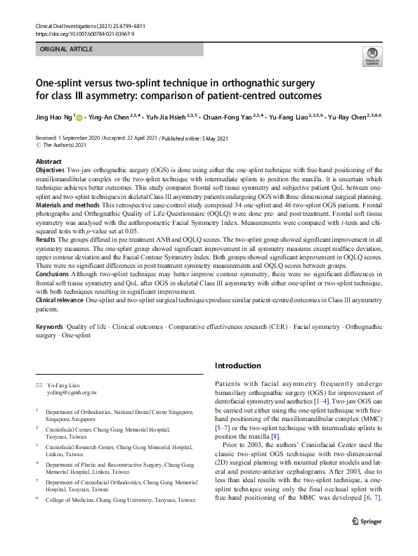(PDF) One-splint versus two-splint technique in orthognathic surgery ...