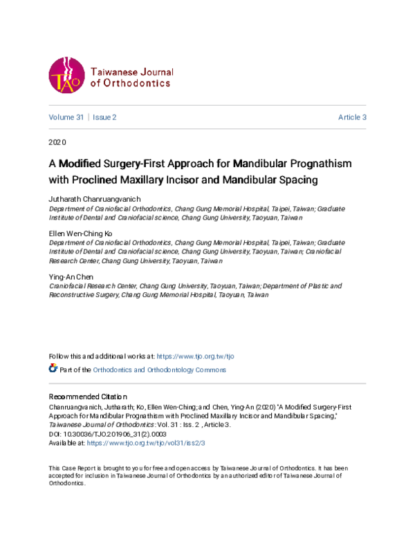 (PDF) A Modified Surgery-First Approach for Mandibular Prognathism with ...