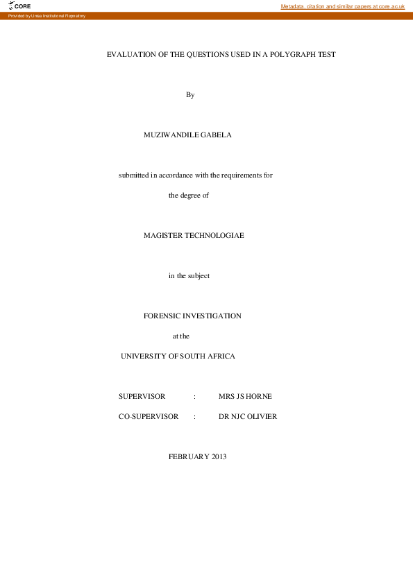 (PDF) Evaluation of the questions used in a polygraph test