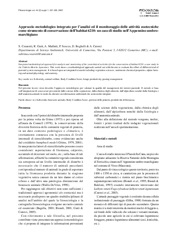 (PDF) Approccio metodologico integrato per l’analisi ed il monitoraggio ...