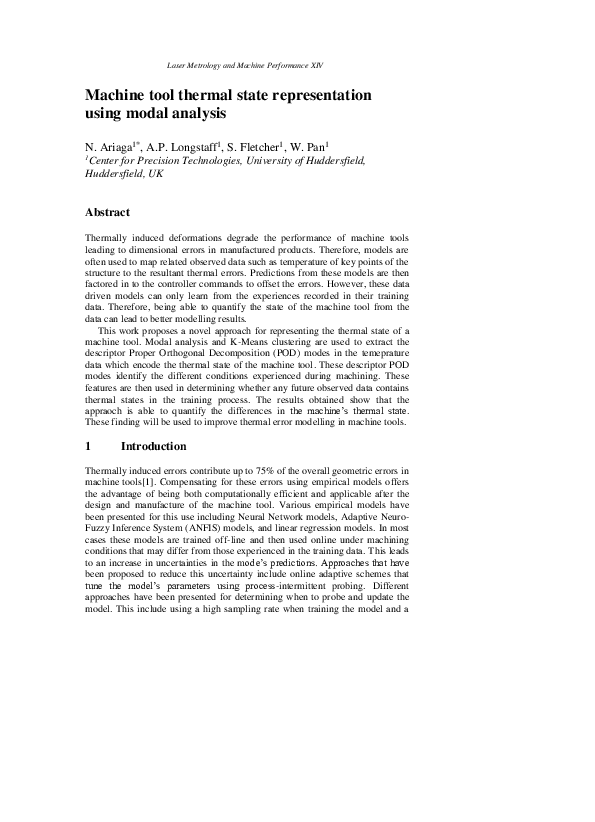 (PDF) Machine tool thermal state representation using modal analysis