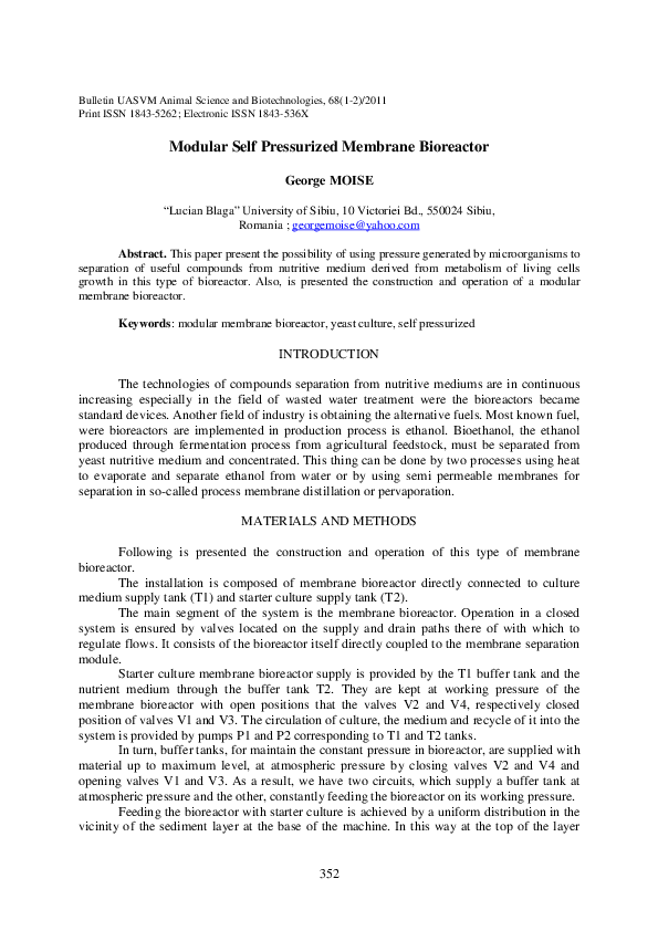(PDF) Modular Self Pressurized Membrane Bioreactor | George MOISE ...