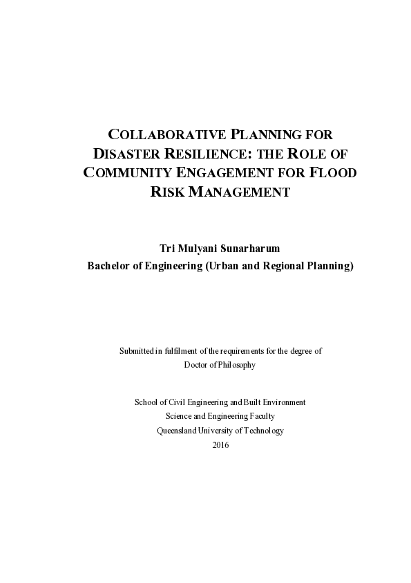 (PDF) Collaborative planning for disaster resilience: the role of ...
