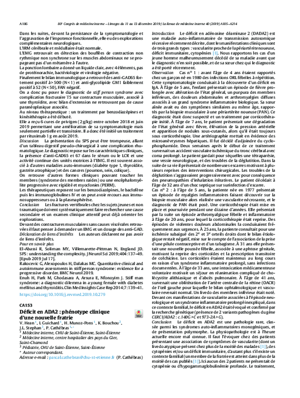 (PDF) Déficit en ADA2 : phénotype clinique d’une nouvelle fratrie ...