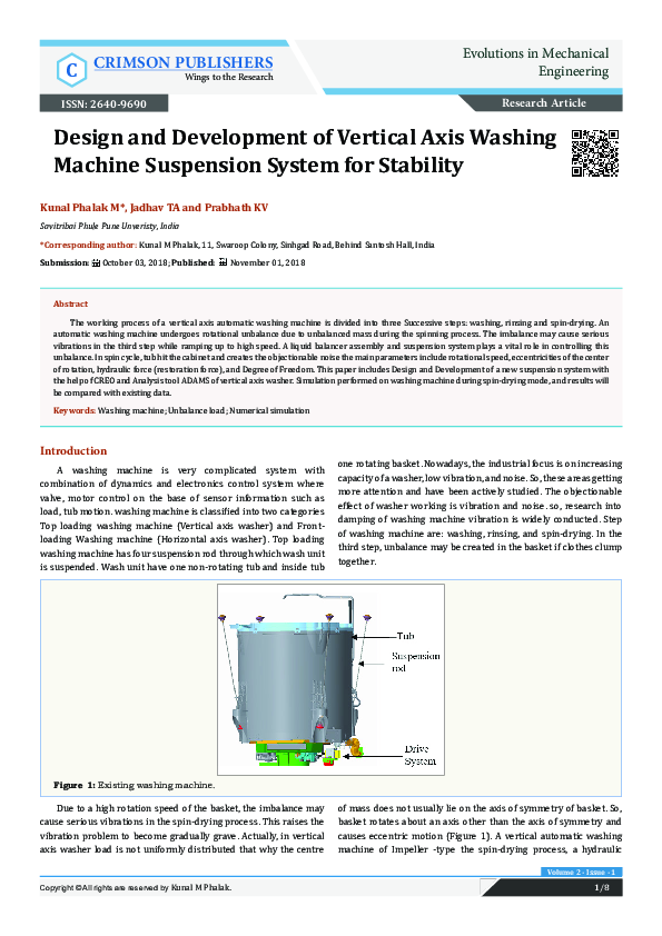(PDF) Design and Development of Vertical Axis Washing Machine ...