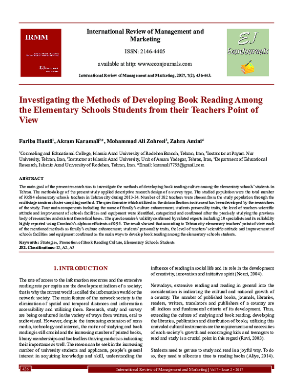 (PDF) Investigating the Methods of Developing Book Reading Among the ...