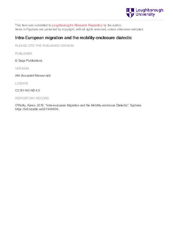 (PDF) Intra-European Migration and the Mobility—Enclosure Dialectic