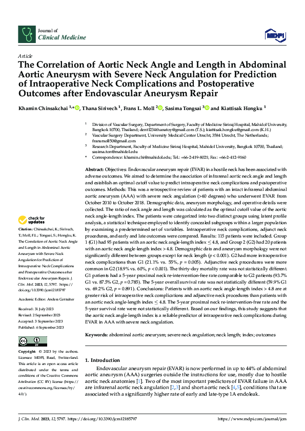 (PDF) The Correlation of Aortic Neck Angle and Length in Abdominal ...