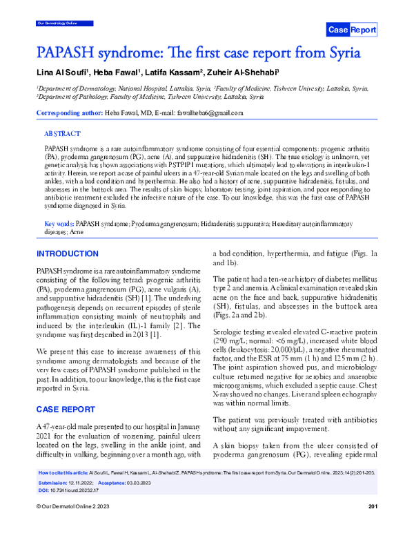 (PDF) PAPASH Syndrome: The first case report from Syria