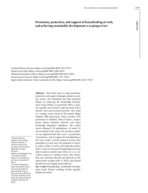 (PDF) Promotion, protection, and support of breastfeeding at work, and ...