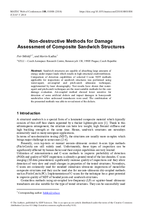 (PDF) Non-destructive Methods for Damage Assessment of Composite Sandwich Structures