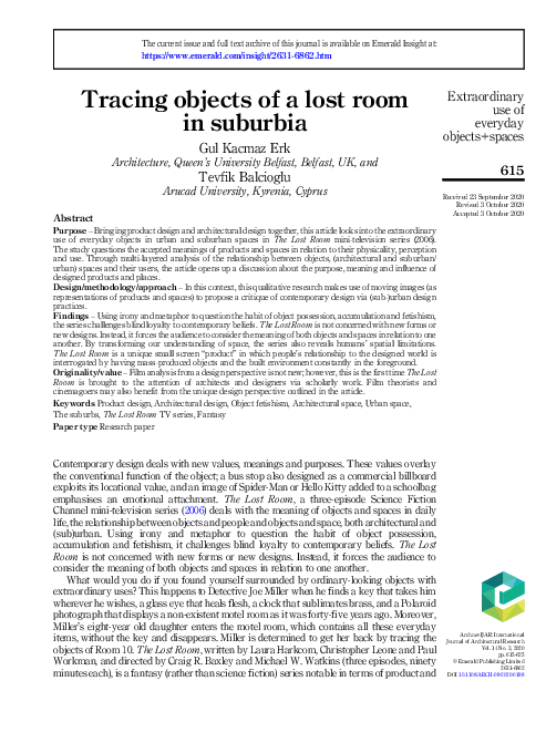 (PDF) Tracing objects of a lost room in suburbia
