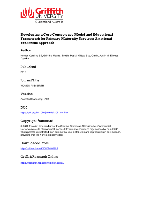 (PDF) Developing a Core Competency Model and Educational Framework for ...