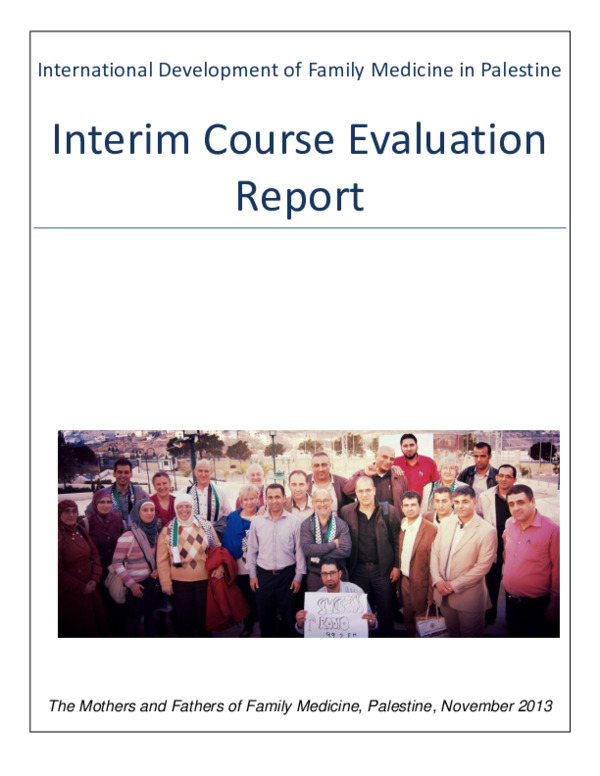 (PDF) International Development of Family Medicine in Palestine: Interim Course Evaluation Report
