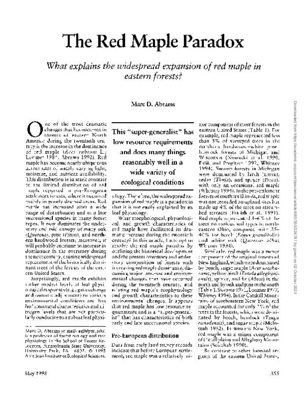 (PDF) The Red Maple Paradox