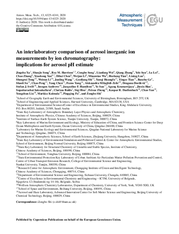 (PDF) An inter-laboratory comparison of aerosol in organic ion ...