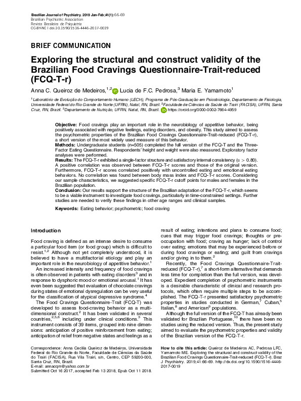 (PDF) Exploring the structural and construct validity of the Brazilian ...