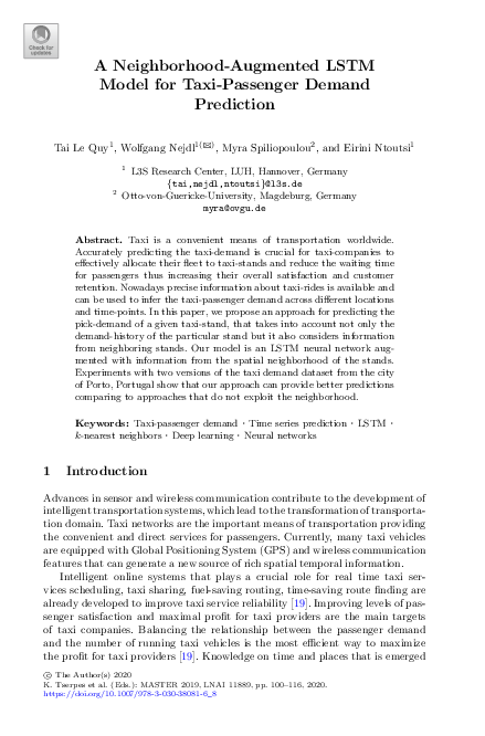 (PDF) A Neighborhood-Augmented LSTM Model for Taxi-Passenger Demand Prediction
