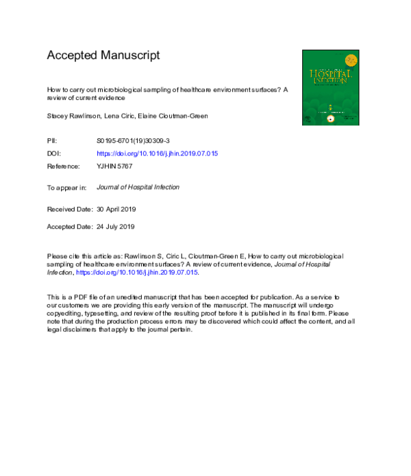 (PDF) How to carry out microbiological sampling of healthcare ...