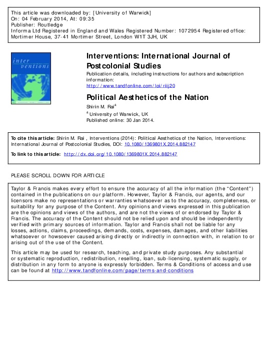 (PDF) Political Aesthetics of the Nation