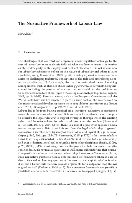 (PDF) The Normative Framework of Labour Law