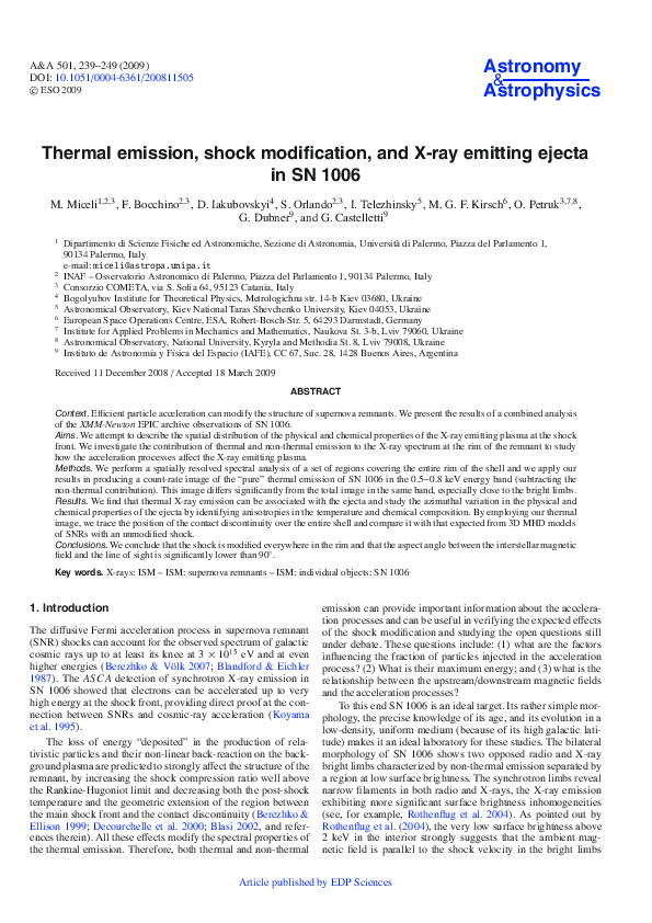 (PDF) Thermal emission, shock modification, and X-ray emitting ejecta ...