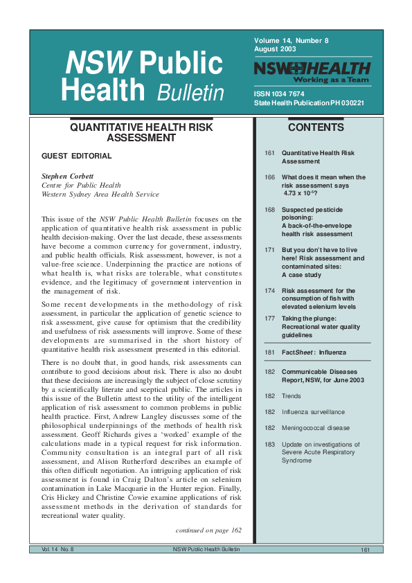 (PDF) Quantitative Health Risk Assessment