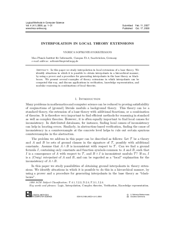 (PDF) Interpolation in local theory extensions