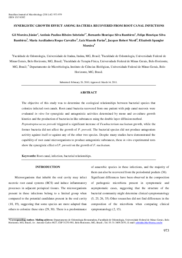(PDF) Synergistic growth effect among bacteria recovered from root ...