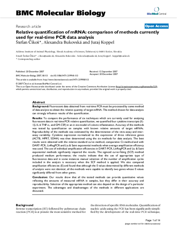 (PDF) Relative quantification of mRNA: comparison of methods currently ...