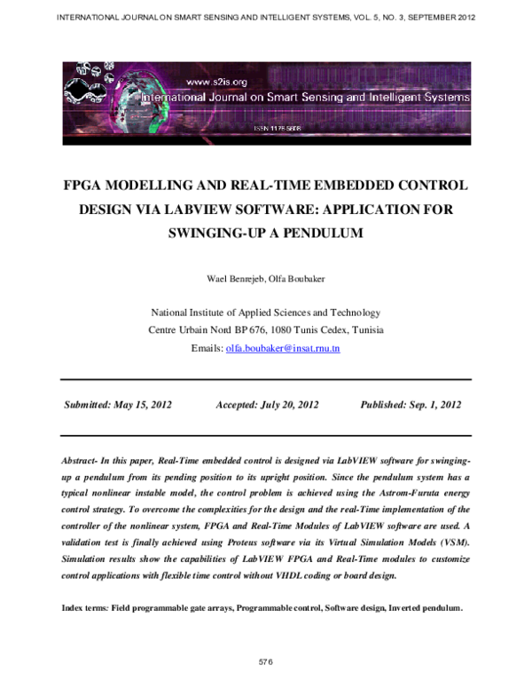 (PDF) Fpga Modelling and Real-Time Embedded Control Design Via Labview ...