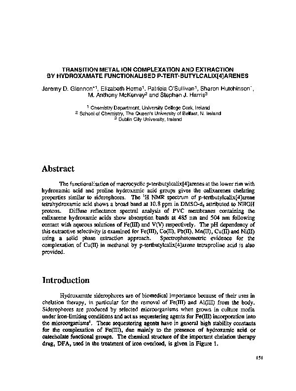 (PDF) Transition Metal Ion Complexation and Extraction by Hydroxamate ...