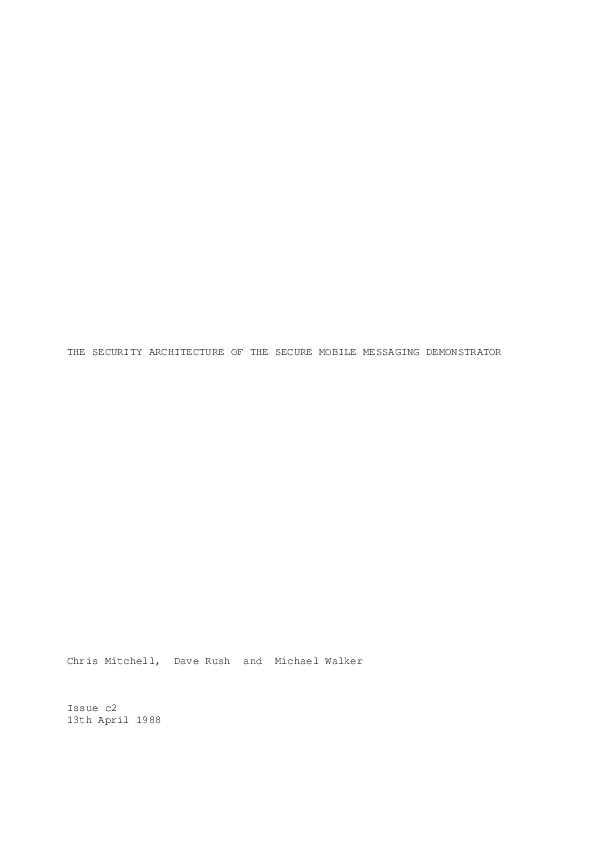 Pdf The Security Architecture Of The Secure Mobile Messaging Demonstrator