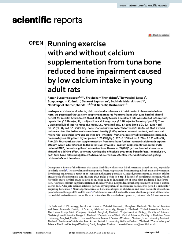(PDF) Running exercise with and without calcium supplementation from ...