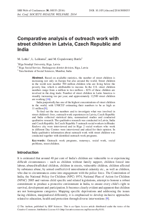 (PDF) Comparative analysis of outreach work with street children in ...