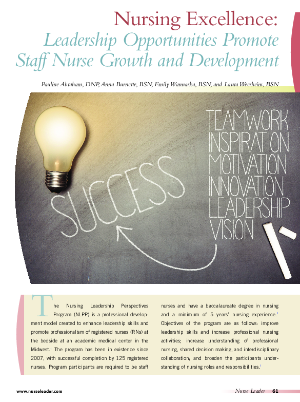 (PDF) Nursing Excellence: Leadership Opportunities Promote Staff Nurse ...