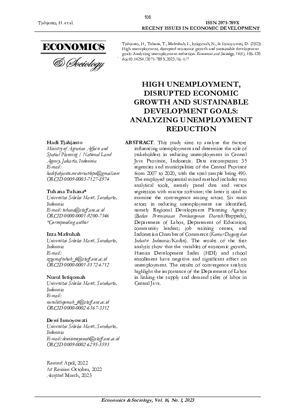 (PDF) High unemployment, disrupted economic growth and sustainable ...