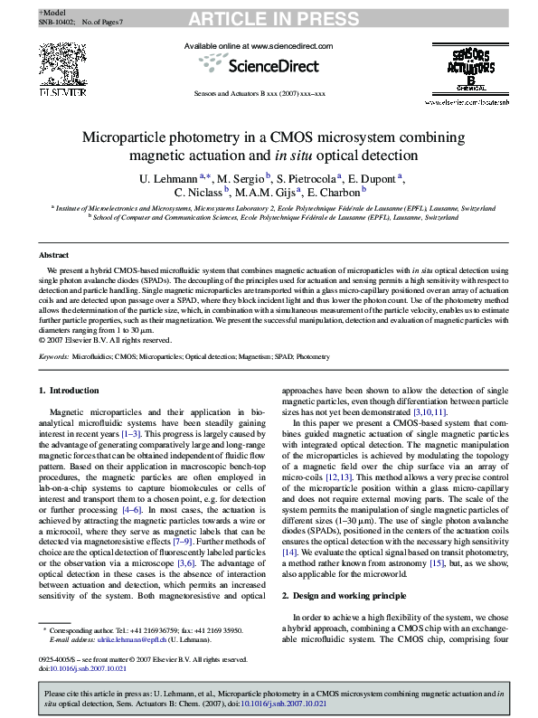 (PDF) Microparticle photometry in a CMOS microsystem combining magnetic ...