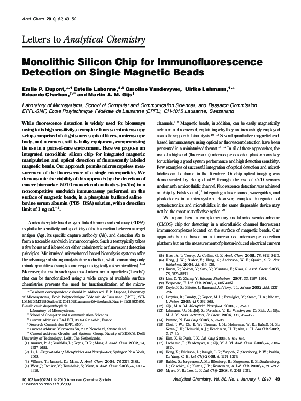 (PDF) Monolithic Silicon Chip for Immunofluorescence Detection on ...