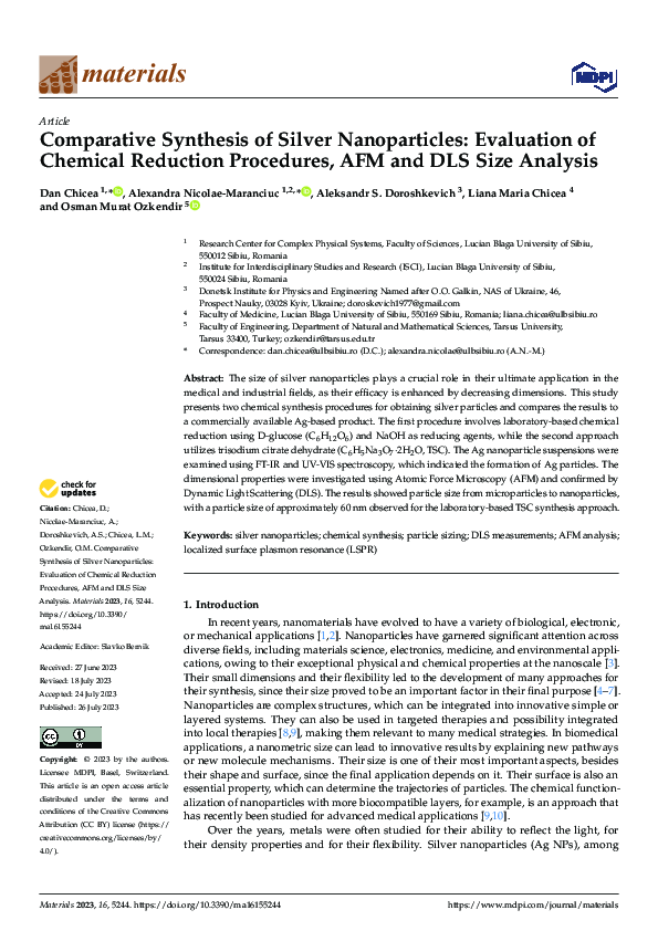(PDF) Comparative Synthesis of Silver Nanoparticles: Evaluation of Chemical Reduction Procedures ...