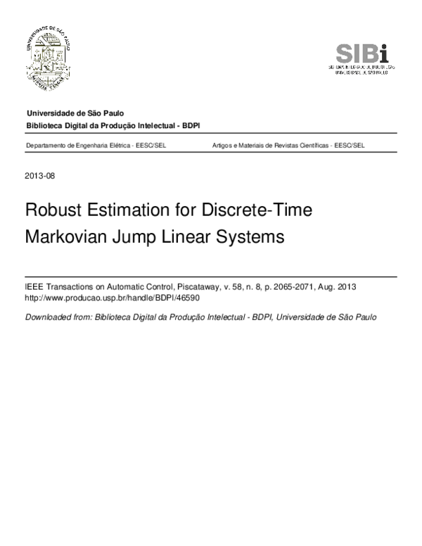 (PDF) Robust Estimation for Discrete-Time Markovian Jump Linear Systems