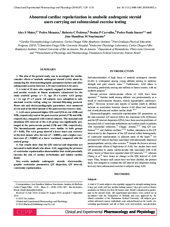 (PDF) Abnormal cardiac repolarization in anabolic androgenic steroid ...