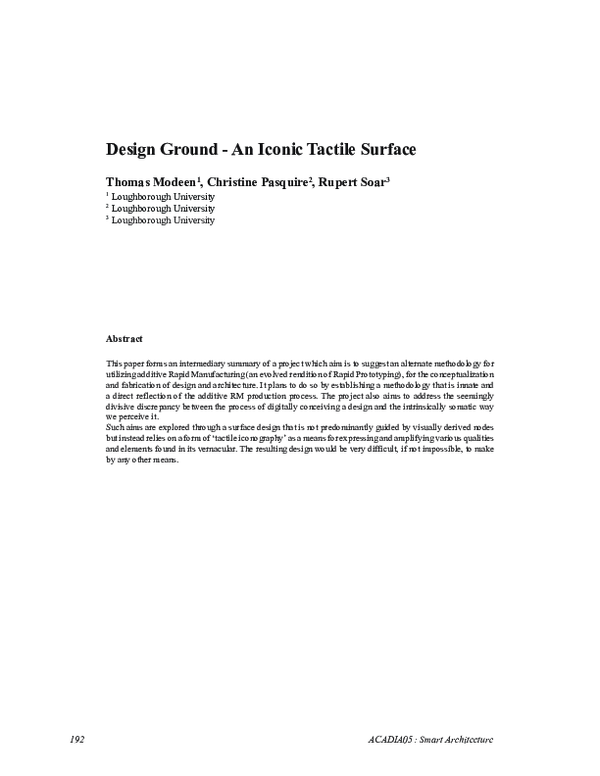 (PDF) Design Ground - An Iconic Tactile Surface