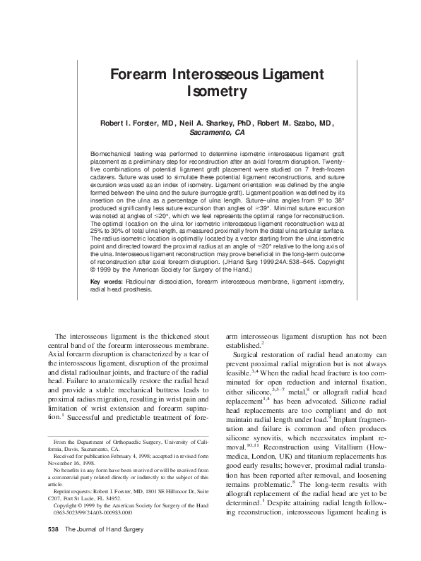 (PDF) Forearm interosseous ligament isometry | Neil Sharkey - Academia.edu