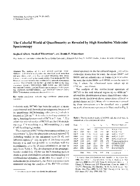 (PDF) The Colorful World of Quasilinearity as Revealed by High Resolution Molecular Spectroscopy