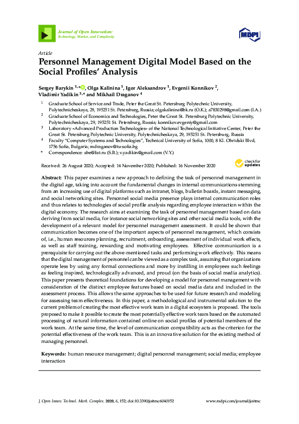 (PDF) Personnel Management Digital Model Based on the Social Profiles ...