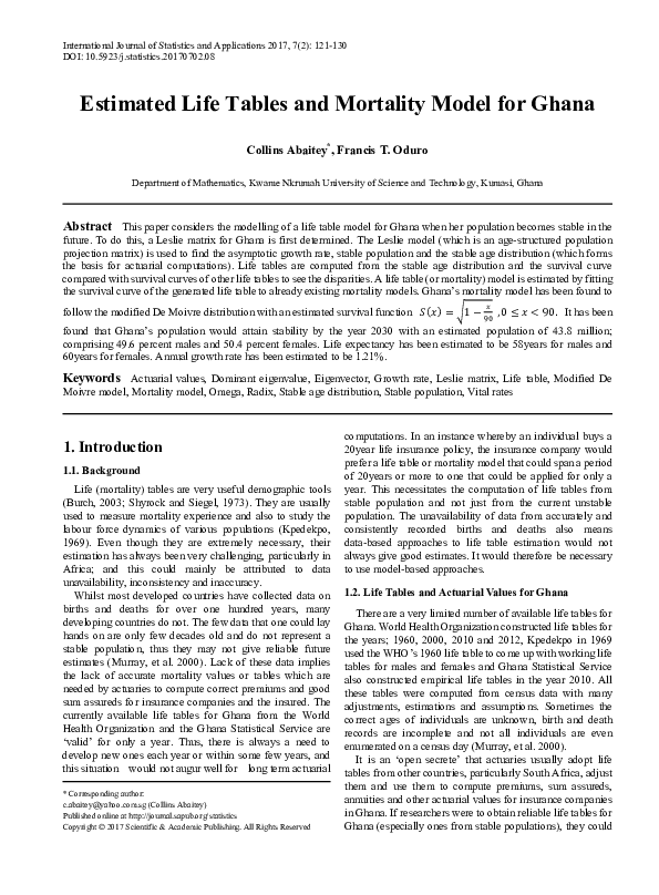 (PDF) New Model Life Tables for High-Mortality Populations