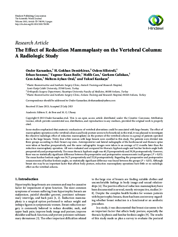 (PDF) The Effect of Reduction Mammaplasty on the Vertebral Column: A ...
