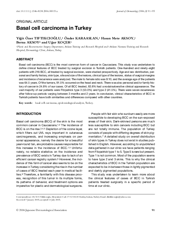 (PDF) Basal cell carcinoma in Turkey
