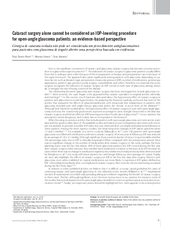 (PDF) Cataract surgery alone cannot be considered an IOP-lowering ...